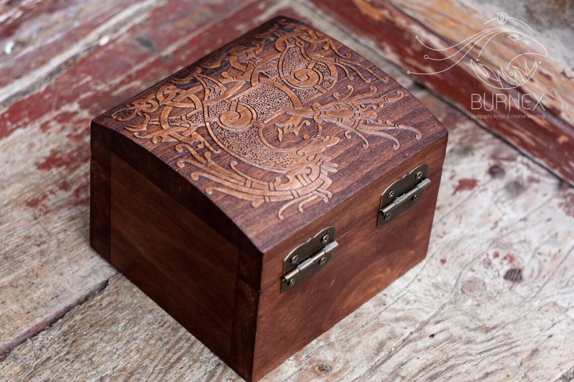 Wooden Celtic Chest Vintage Jewelry Box Rustic Design Box - Etsy
