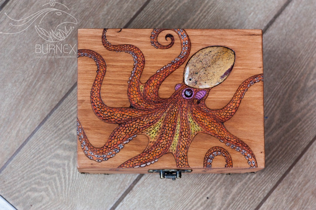 Wooden Jewelry Box Octopus Box Tarot Box Box for Deck - Etsy