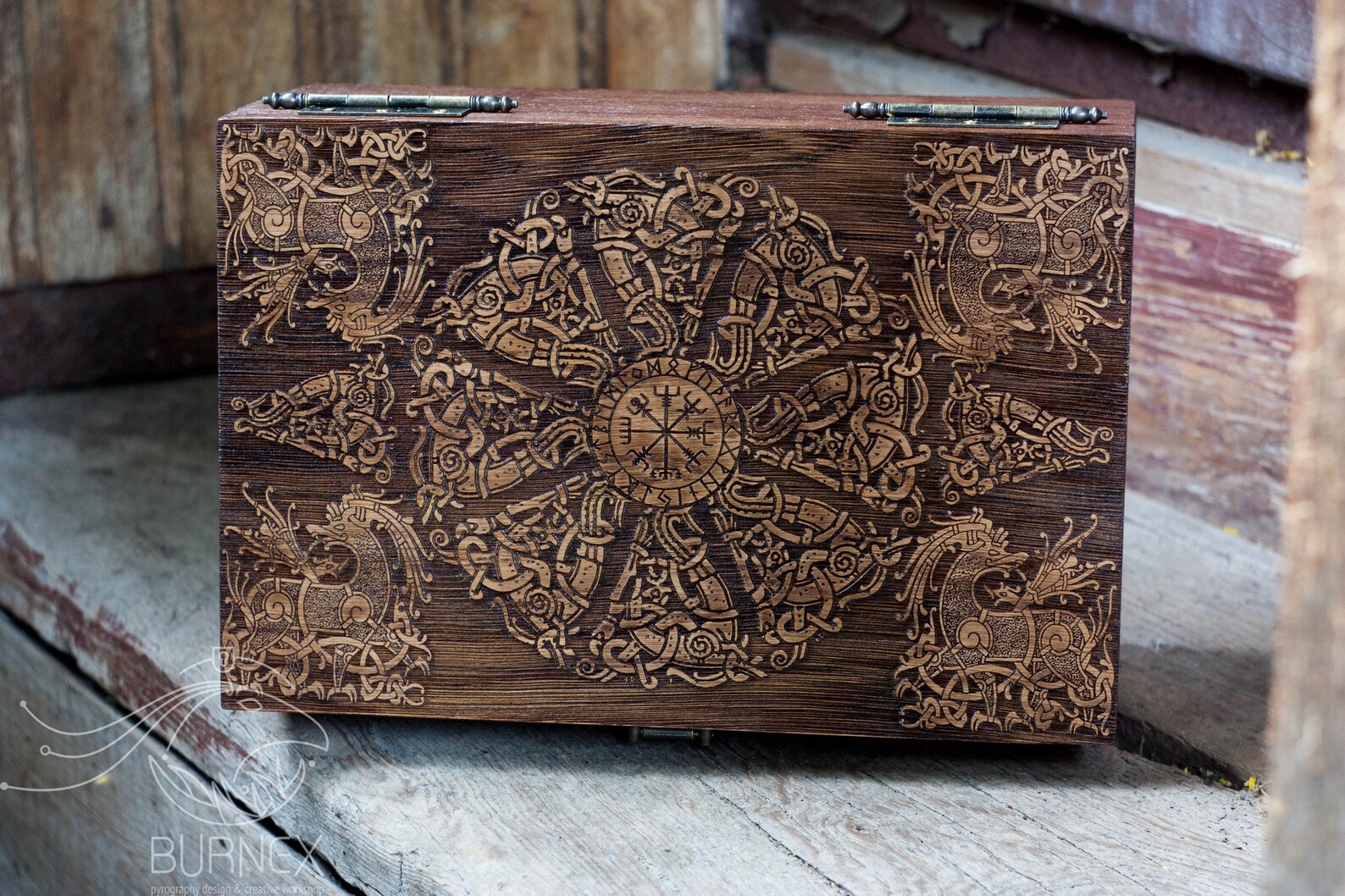 Vegvisir Vintage Celtic Chest Wooden Jewelry Box Rustic - Etsy