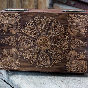 Vegvisir Vintage Celtic Chest Wooden Jewelry Box Rustic - Etsy