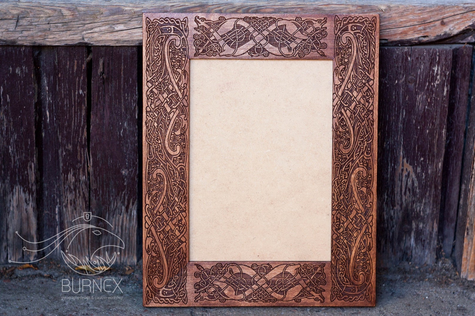 Wooden Photoframe With Celtic Ornament Photo Frame With | Etsy