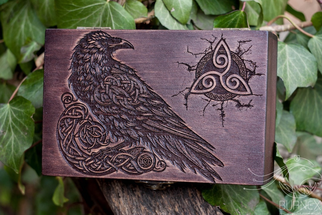 Celtic Raven Wooden Box: Huginn Crow Tarot Keepsake Box - Etsy