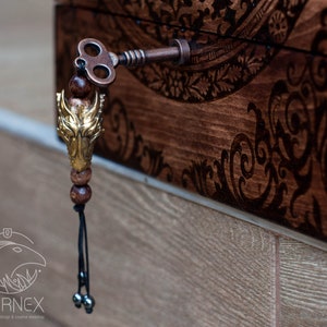 Wooden Custom Stylish Box Dragon Chest Engraved Wooden Box Vintage ...