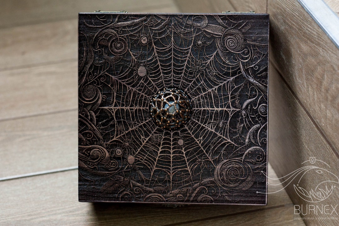 Wooden Gothic Spider Сocoon Box Spider Web Box Custom Tarot Box Vintage ...