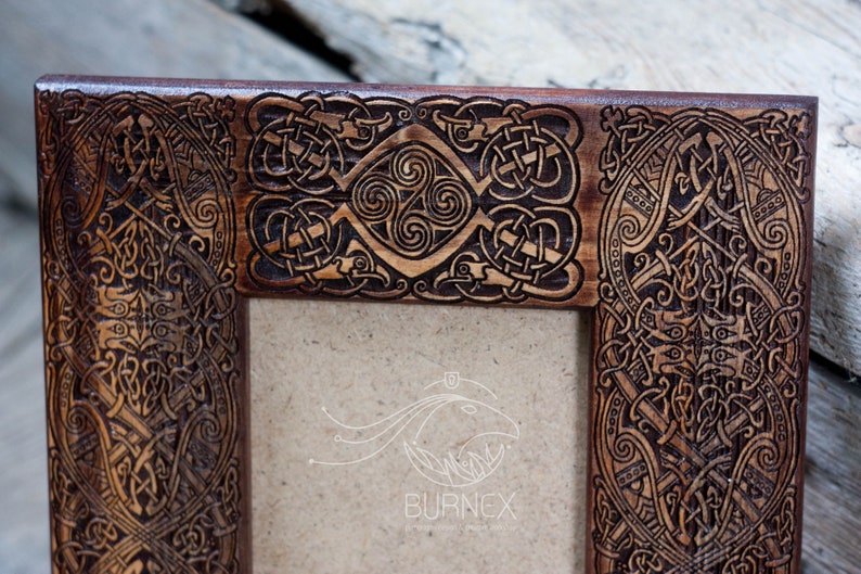 Wooden Photoframe With Celtic Ornament Photo Frame With - Etsy