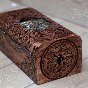 Wooden Custom Stylish Box Dragon Chest Engraved Wooden Box Vintage ...