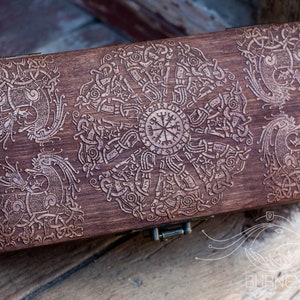 Vegvisir | Vintage Celtic Chest | Wooden Jewelry Box | Rustic Design ...