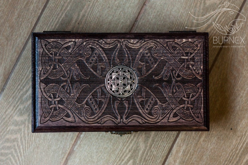 Celt Metal Shield | Vintage Celtic Chest | Wooden Jewelry Box | Rustic ...
