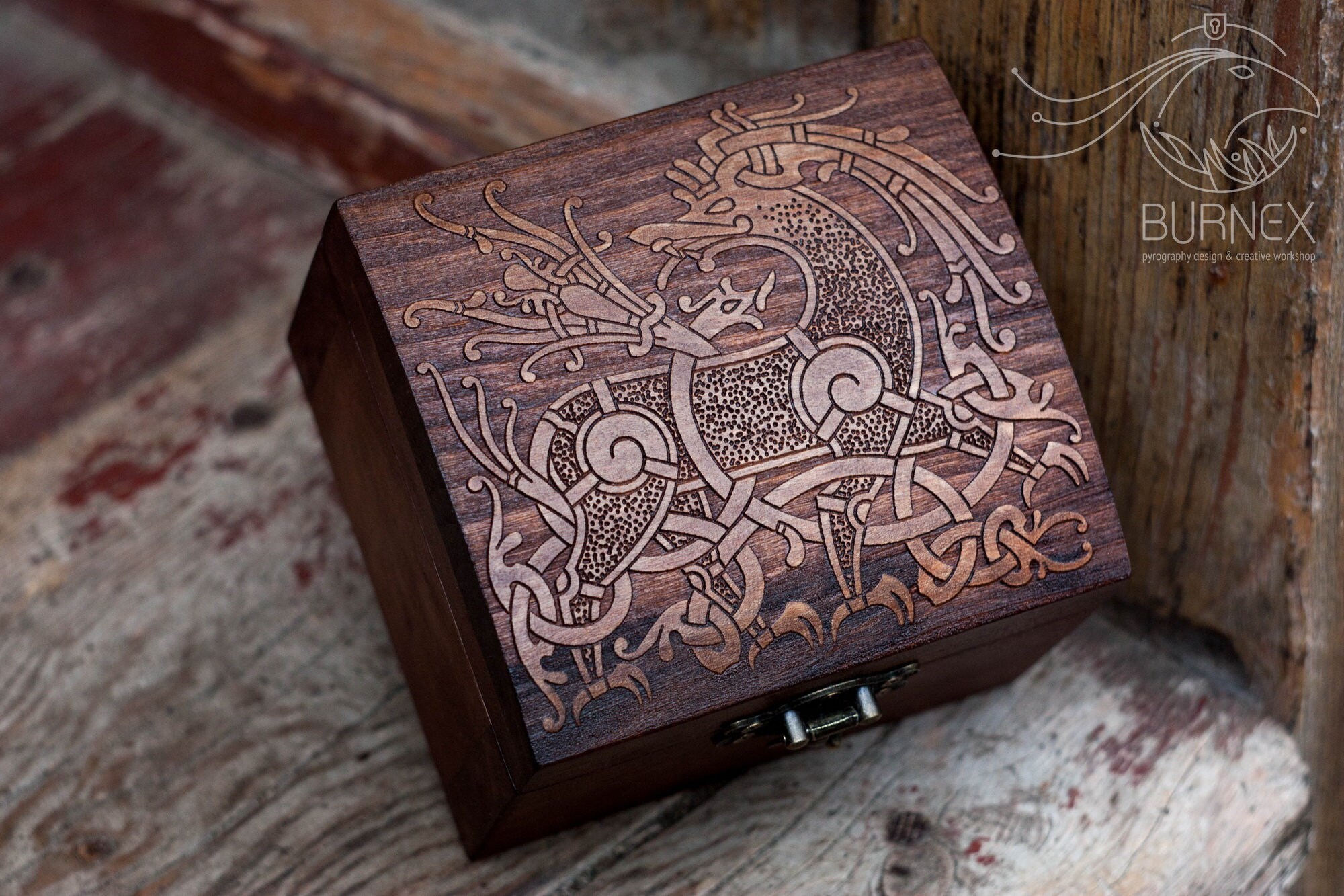 Wooden Celtic Chest | Vintage Jewelry Box | Rustic Design Box - Etsy