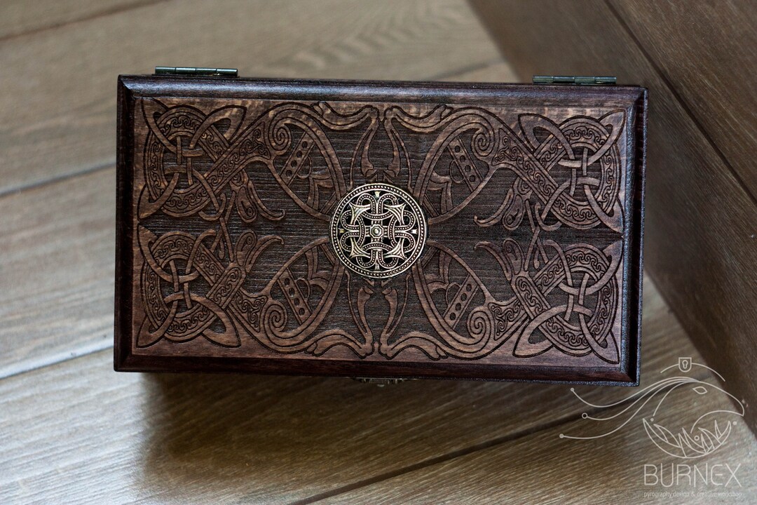 Celt Metal Shield | Vintage Celtic Chest | Wooden Jewelry Box | Rustic ...