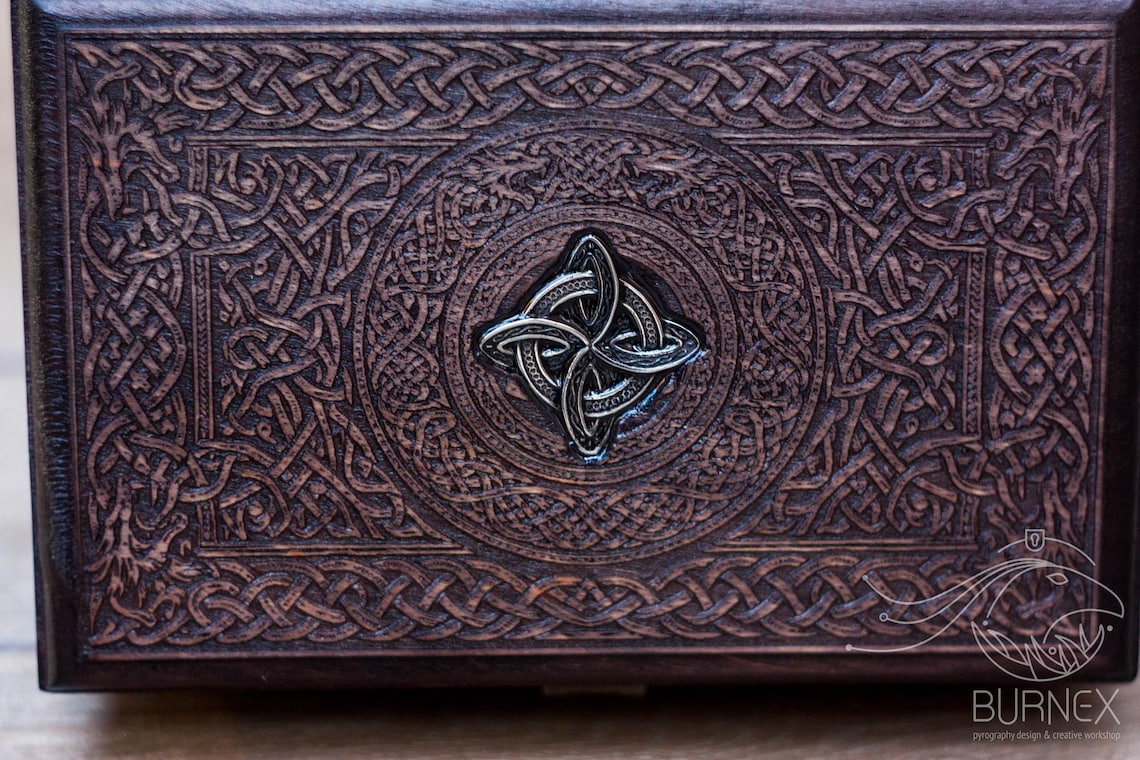 Triskelion Metal | Vintage Celtic Chest | Wooden Custom Jewelry Box ...