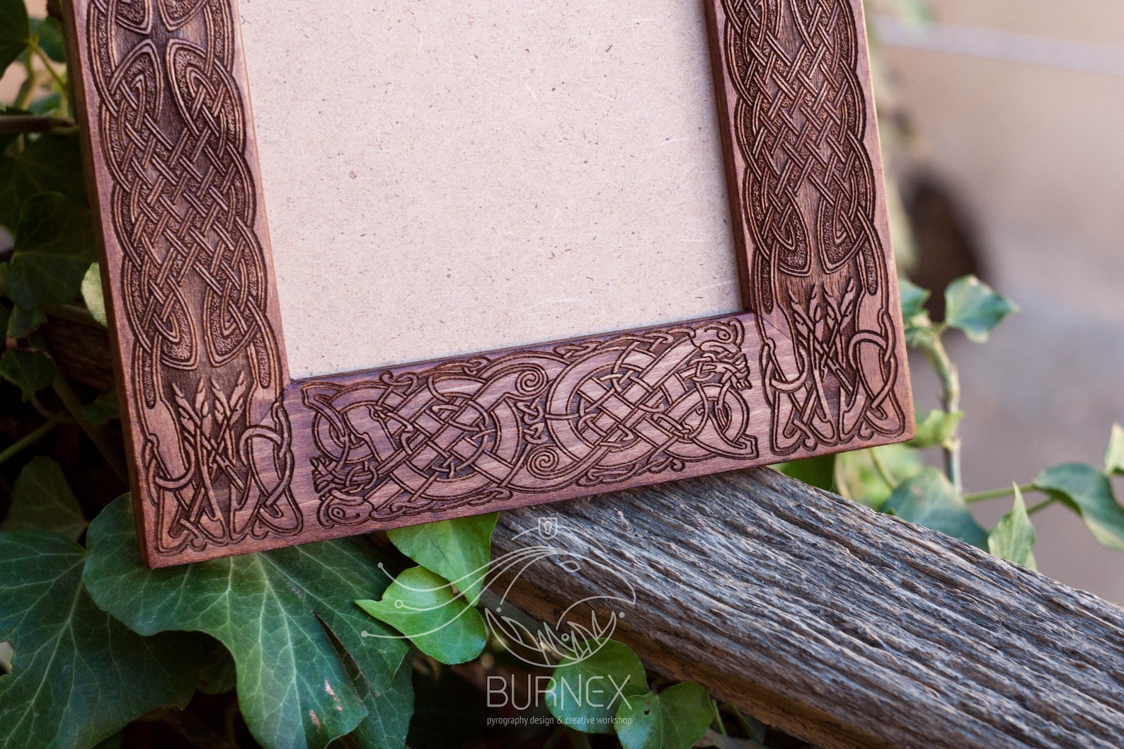 Wooden Photoframe With Celtic Ornament Photo Frame With - Etsy