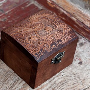 Wooden Celtic Chest | Vintage Jewelry Box | Rustic Design Box - Etsy