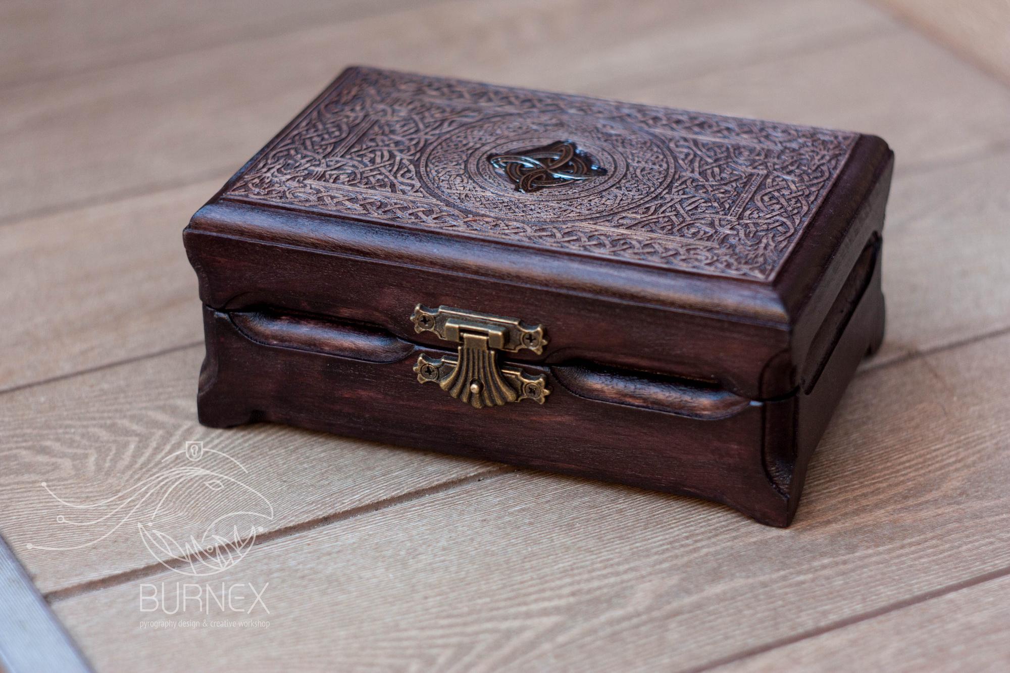 Triskelion Metal | Vintage Celtic Chest | Wooden Custom Jewelry Box ...