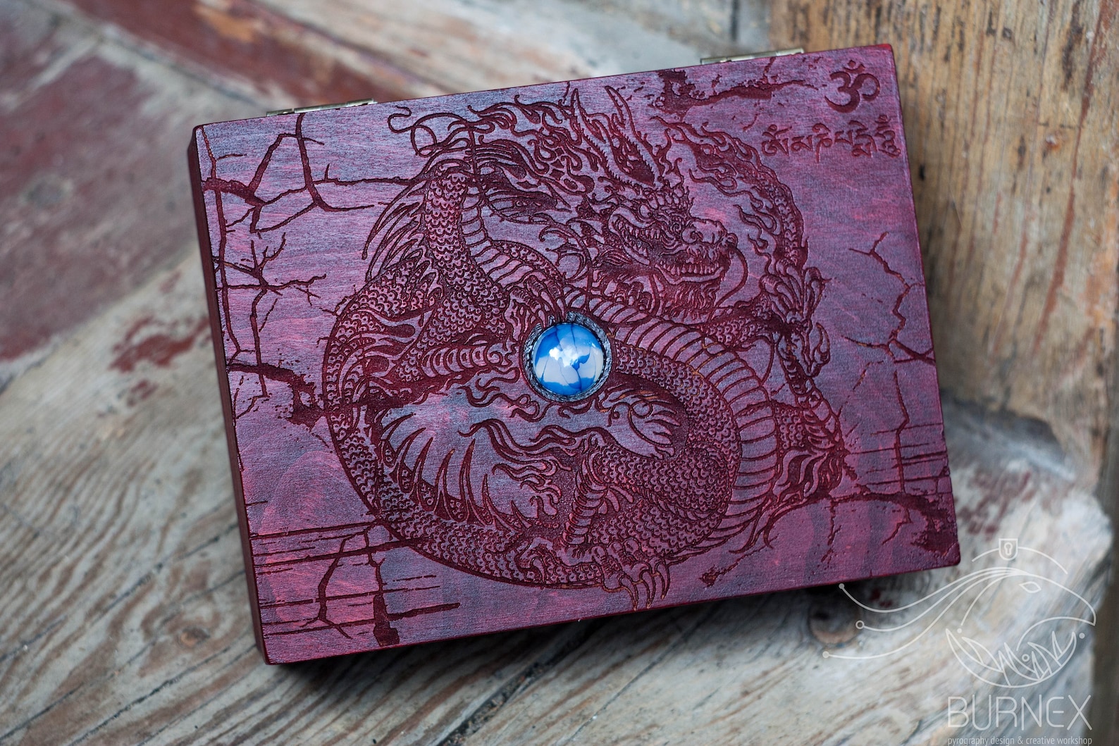 Om Dragon Box Wooden Custom Tarot Box Om Mani Padme Hum | Etsy