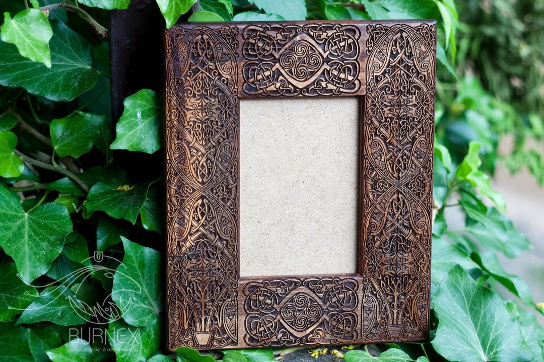 Wooden Photoframe With Celtic Ornament | Photo Frame With Window 14x9 ...