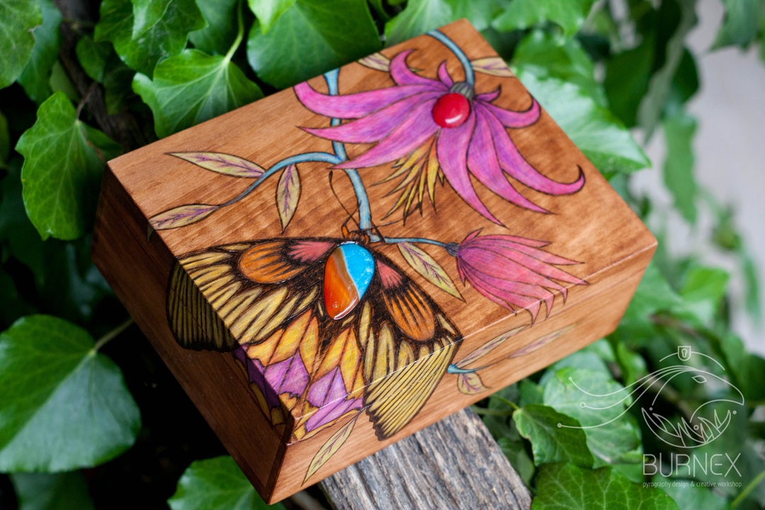 Beautiful Butterfly Box Engraved Wooden Box Custom Vintage Jewelry Box ...