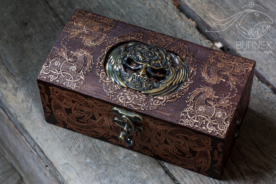 Viking Shield Box | Wooden Crafted Vintage Jewelry Box | Wooden Chest ...