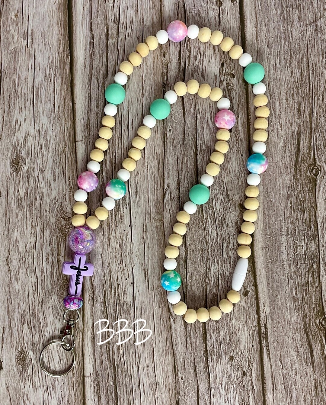 Jesus Beaded Lanyard – 19-20” | Stretchy Christian Badge Holder With ...
