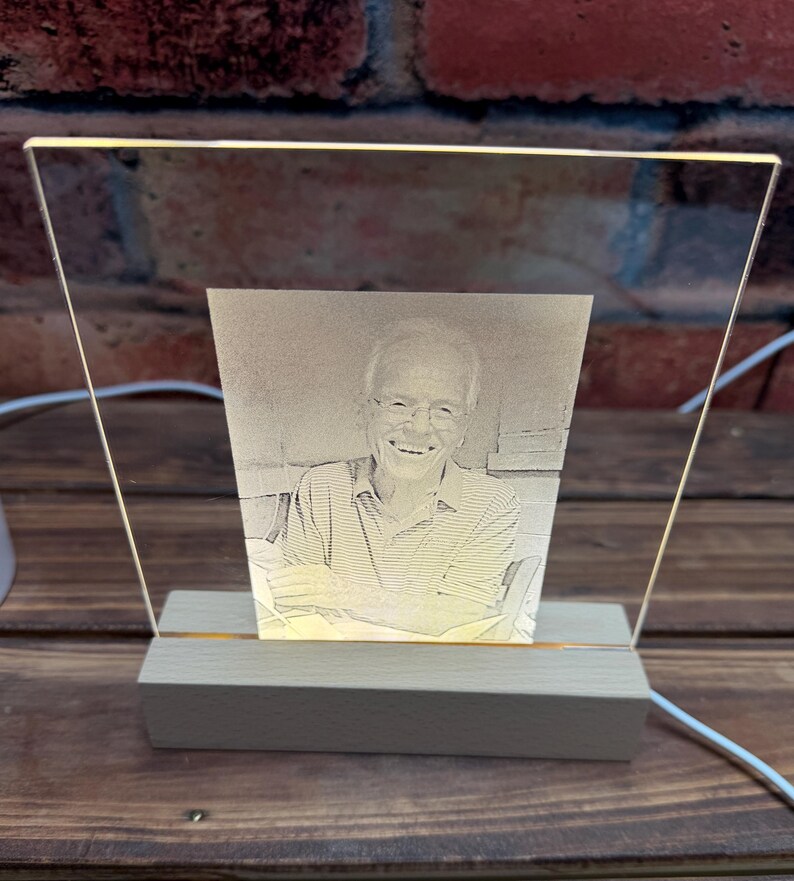 Custom Engraved LED Night Light, Personalized Photo/logo, Wooden Base ...