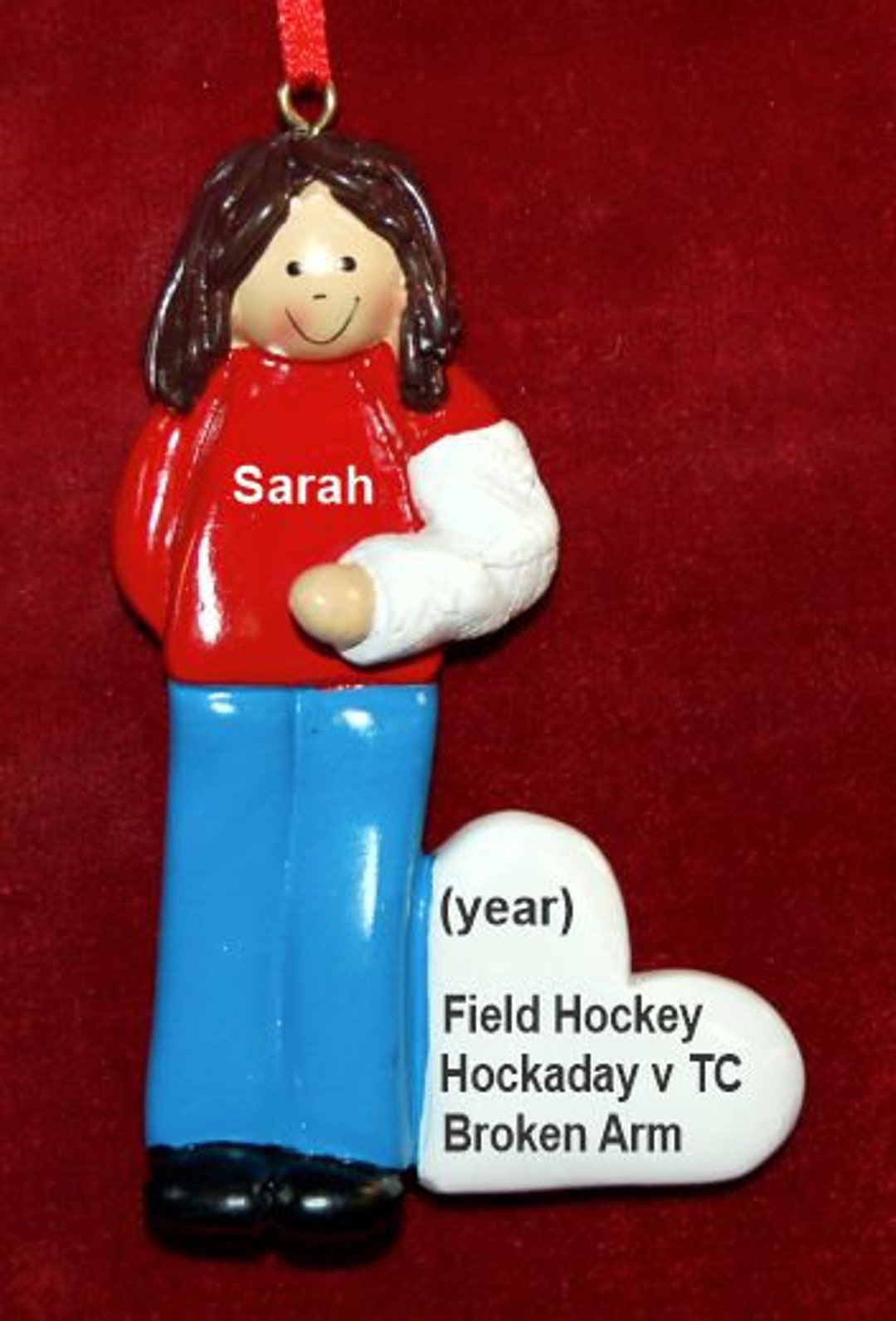Personalized Broken Arm Christmas Ornament Brunette Female - Etsy