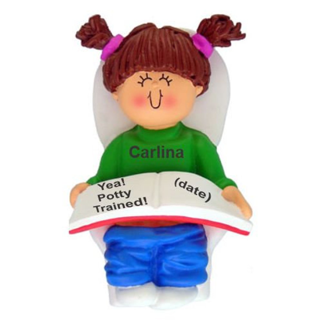 Personalized Potty Trained Christmas Ornament Brunette Female - Etsy