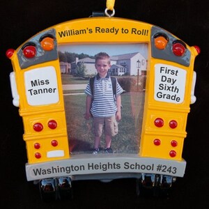 Personalized School Bus Frame 6th Grade Christmas Ornament - Etsy
