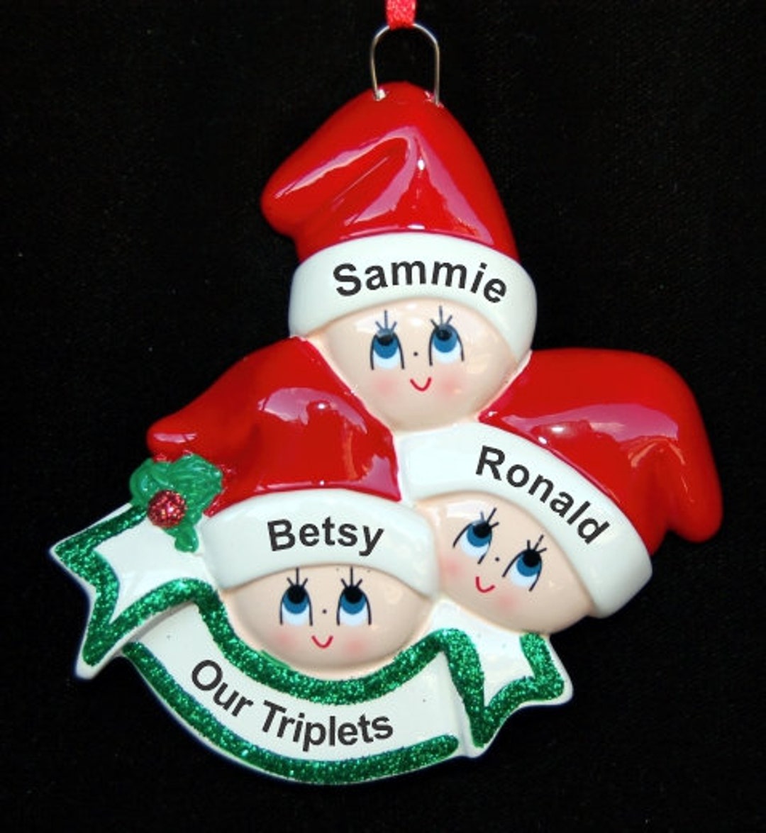 Personalized Triplets Ornament Holiday Caps - Etsy