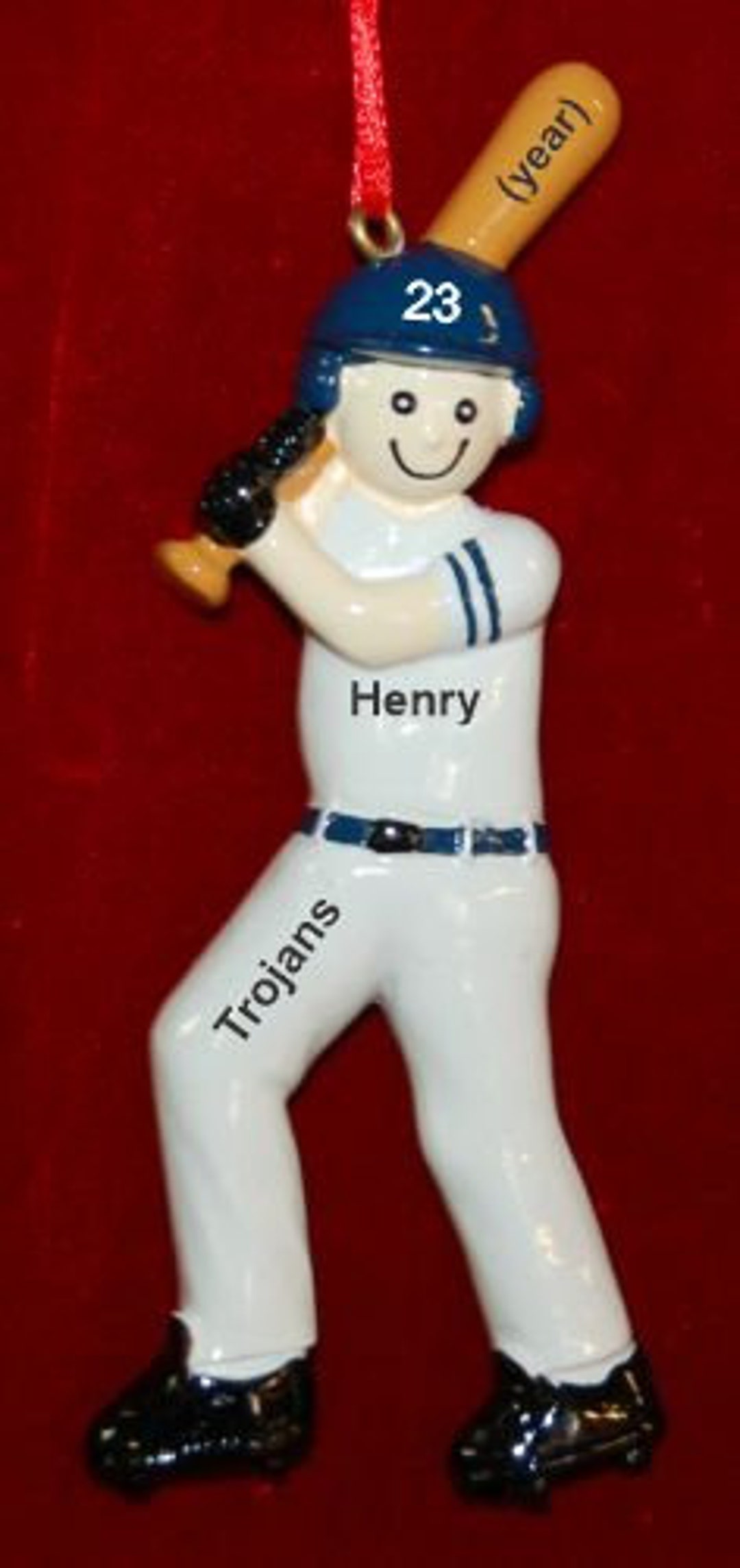 Personalized Baseball Christmas Ornament Male Blue & White - Etsy