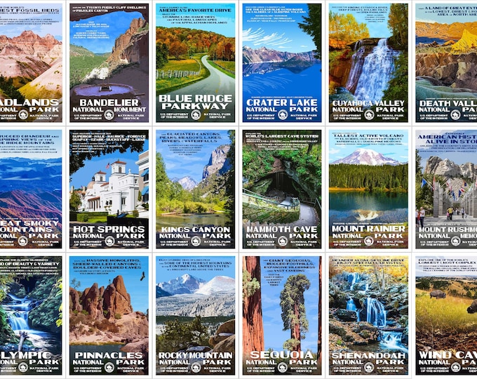 National Park Postcards series A Travel Souvenirs WPA National Park ...