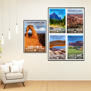 Utah's Mighty Five National Parks Posters, WPA Style Art Print - Etsy