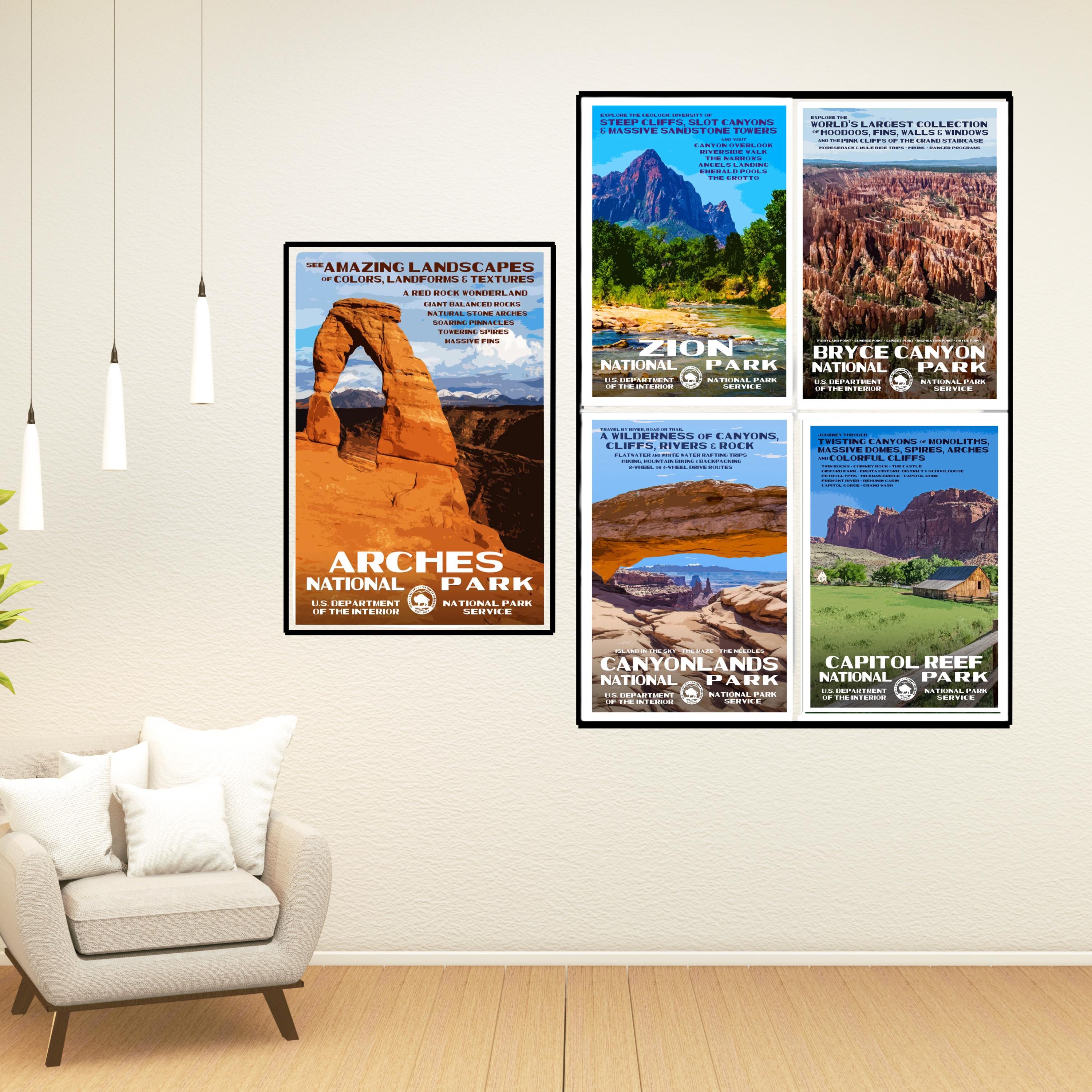Utah's Mighty Five National Parks Posters, WPA Style Art Print - Etsy