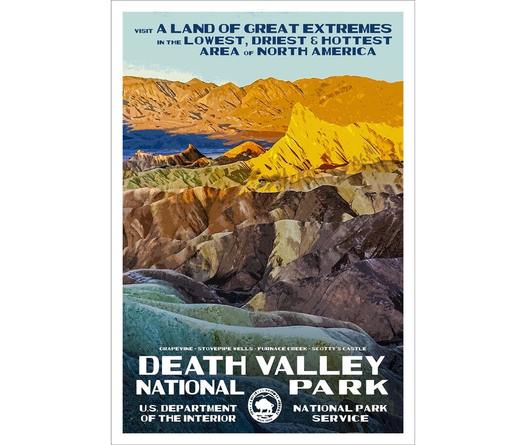 Death Valley National Park Poster Wpa-style Mountain Range Artwork ...