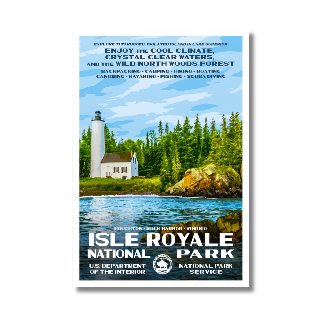 Isle Royale National Park Poster Vintage Wpa-inspired Artwork Michigan ...