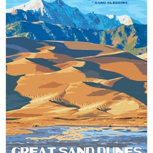 Great Sand Dunes National Park WPA Style Poster, CO Nature Photography ...
