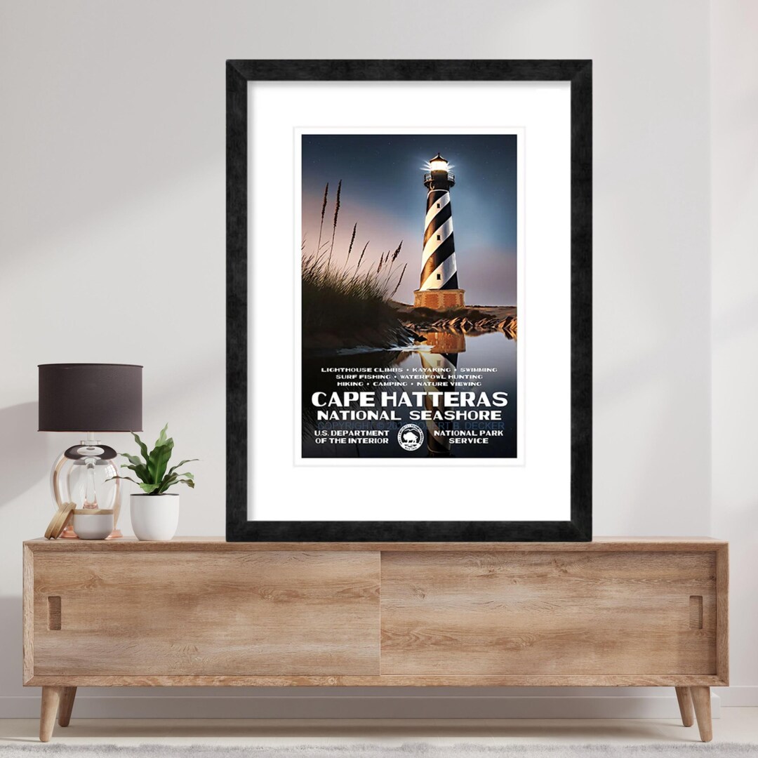 Cape Hatteras Lighthouse Poster, Vintage Wpa-inspired North Carolina ...