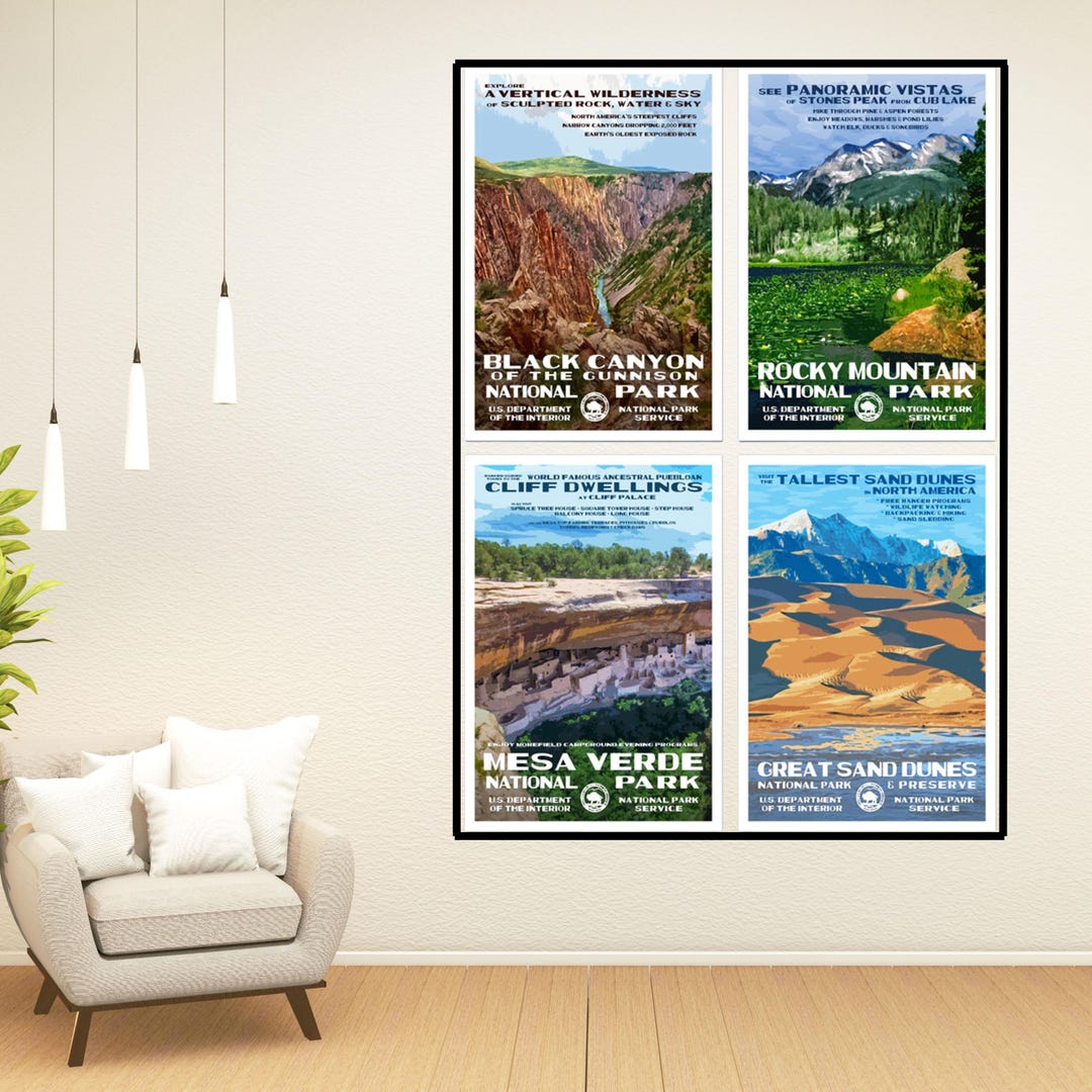 Colorado National Park Poster Set, WPA Vintage Travel Art - Etsy