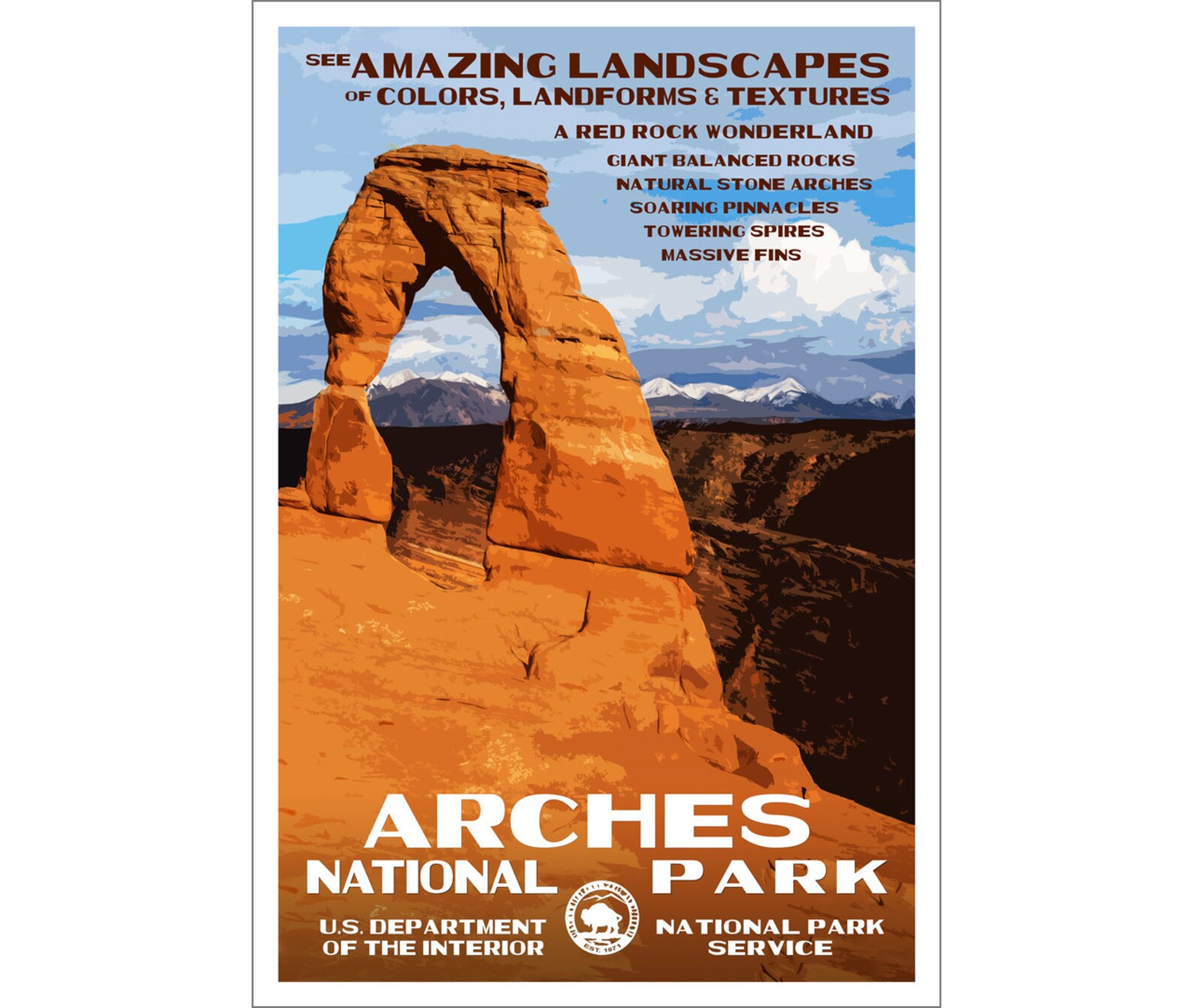 Utah's Mighty Five National Park Posters Arches National - Etsy