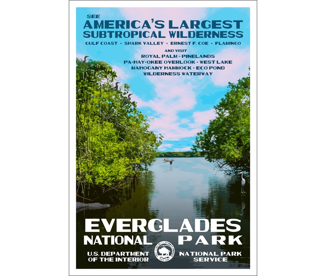 Everglades National Park Wpa-style Poster 13 X 19 Florida Nature Print ...