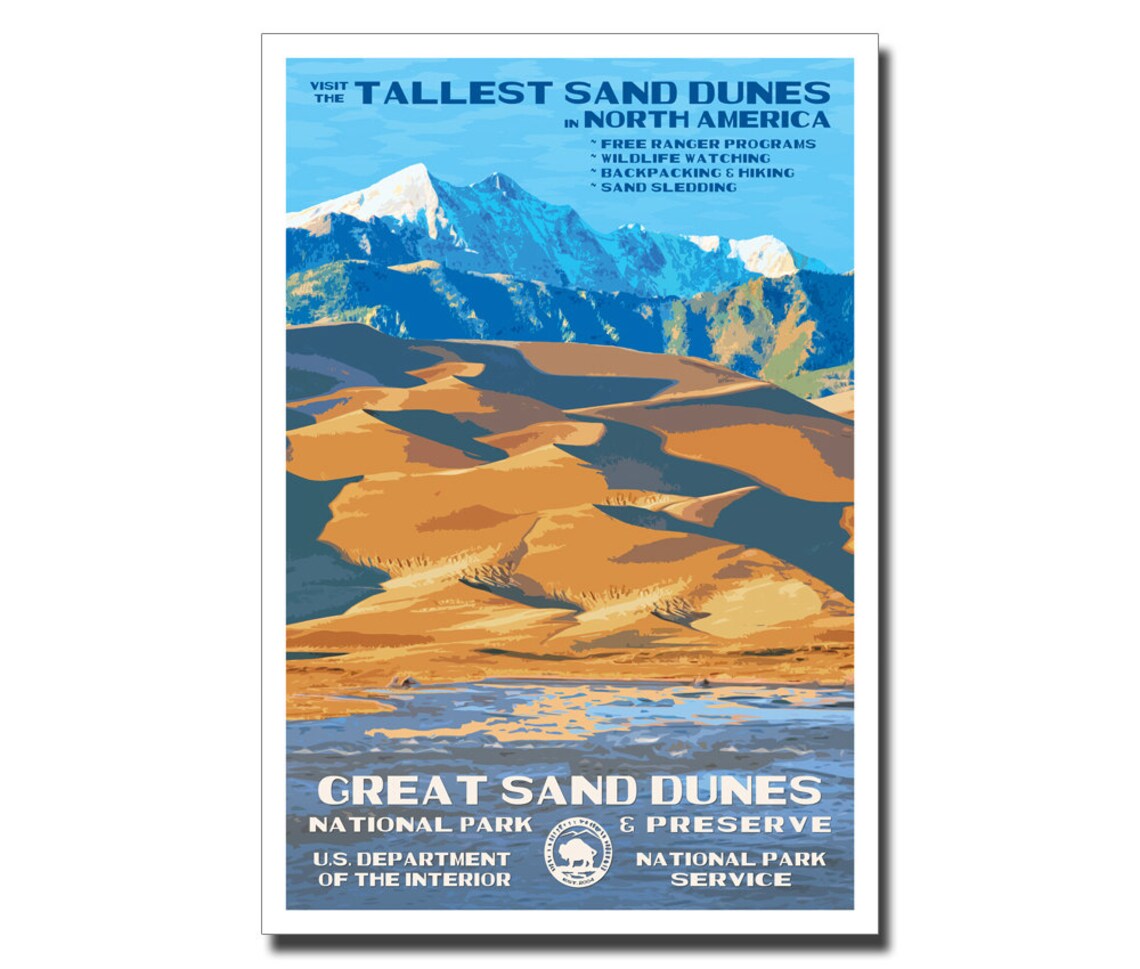Great Sand Dunes National Park WPA Style Poster. 13 X - Etsy