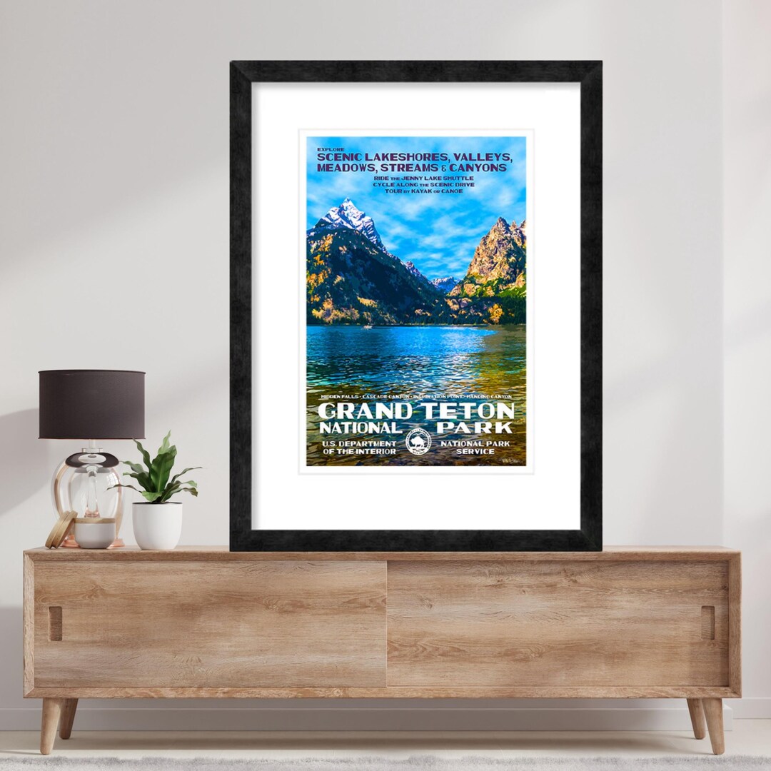 Grand Teton National Park Poster, Jenny Lake, WPA Style Art Print - Etsy