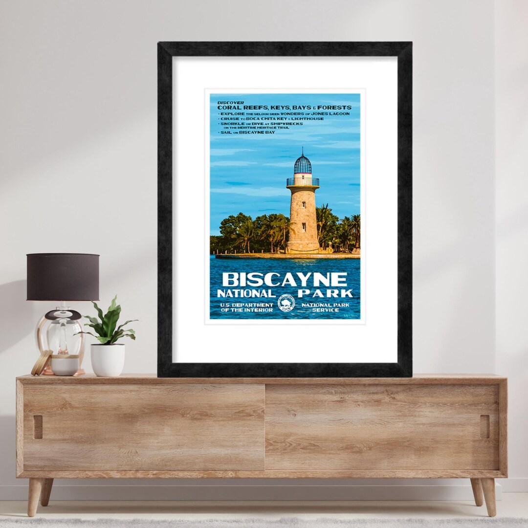 Biscayne Bay National Park Wpa-style Poster, Miami Beach Wall Art Home ...