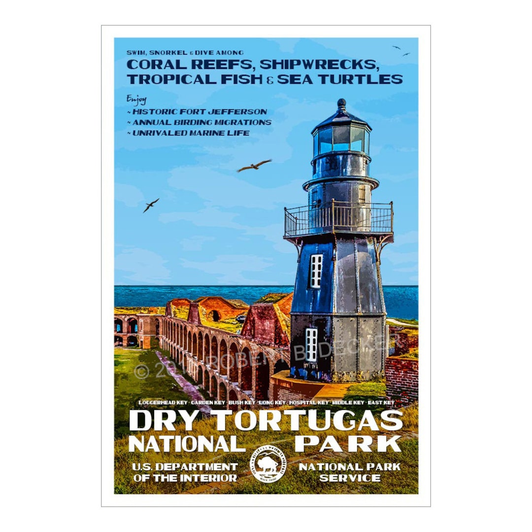 Dry Tortugas National Park Wpa-style Poster 13x19 Florida Keys Poster ...