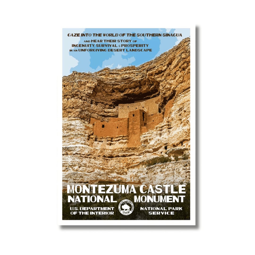 Montezuma Castle National Monument Poster Vintage Wpa-inspired Artwork ...