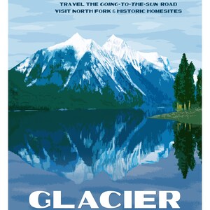 National Parks of Montana 2 Poster Set With Glacier - Etsy