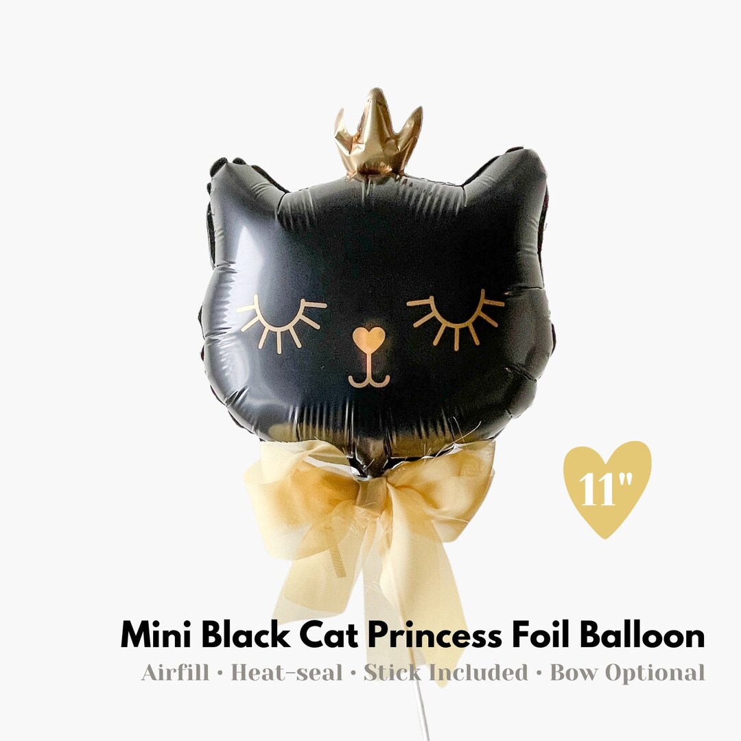Mini Black Cat Princess Foil Balloon With Bow - Airfill Heat-sealing ...