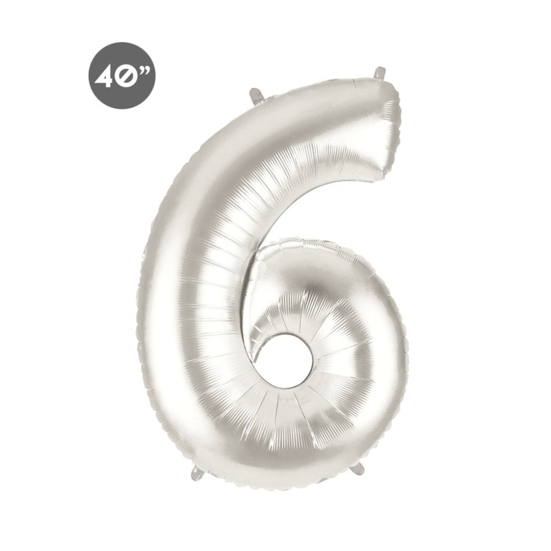 Jumbo Silver Number 6 Foil Balloon 40-inch, Silver Birthday Decor ...