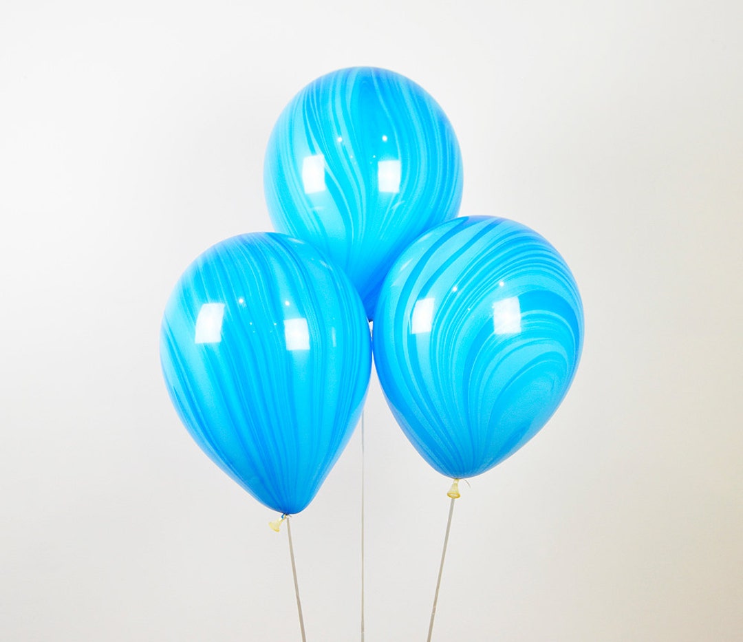 Blue Marble Balloons, 11" Blue Agate Balloon, Blue Balloon, Blue ...
