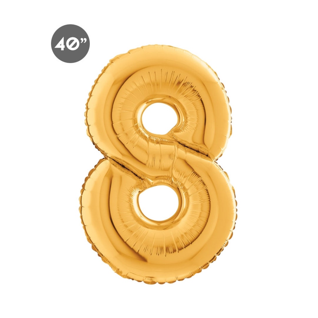 Jumbo Gold Number 8 Foil Balloon 40-inch, Gold Birthday Decor, 8th ...