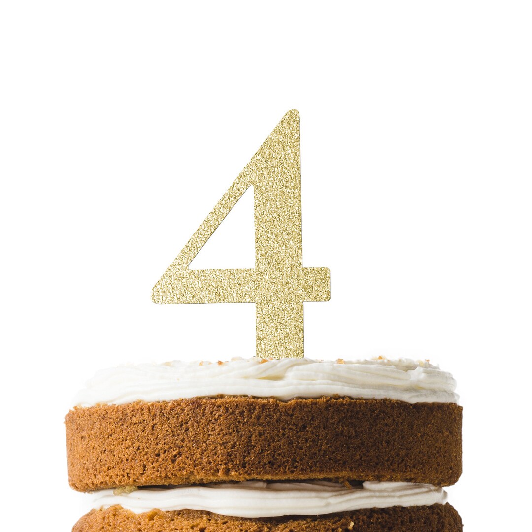 Number 4 Cake Topper | Gold 4 Cake Topper | 4th Birthday Cake Topper ...